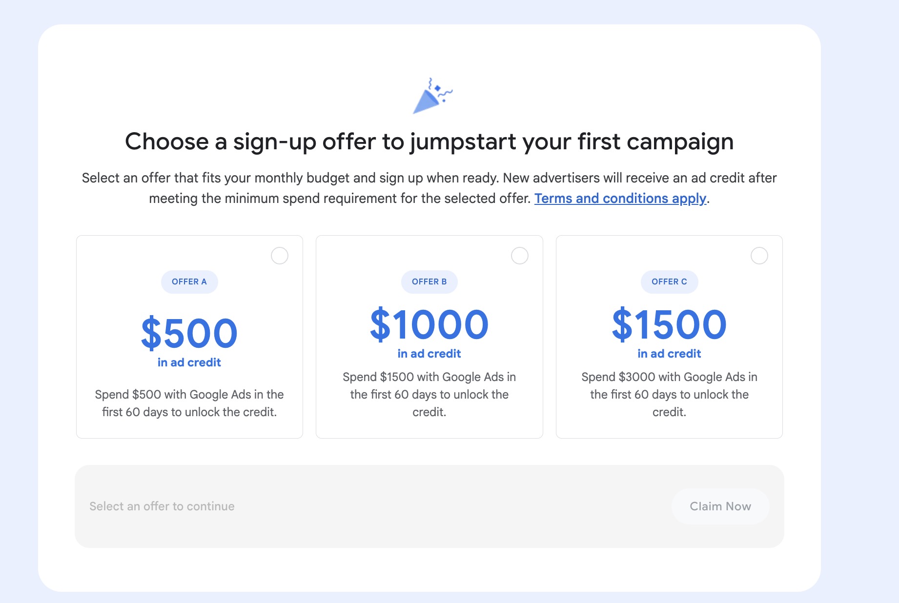 Google Ads Promotional Offers: Get 500$ for free?