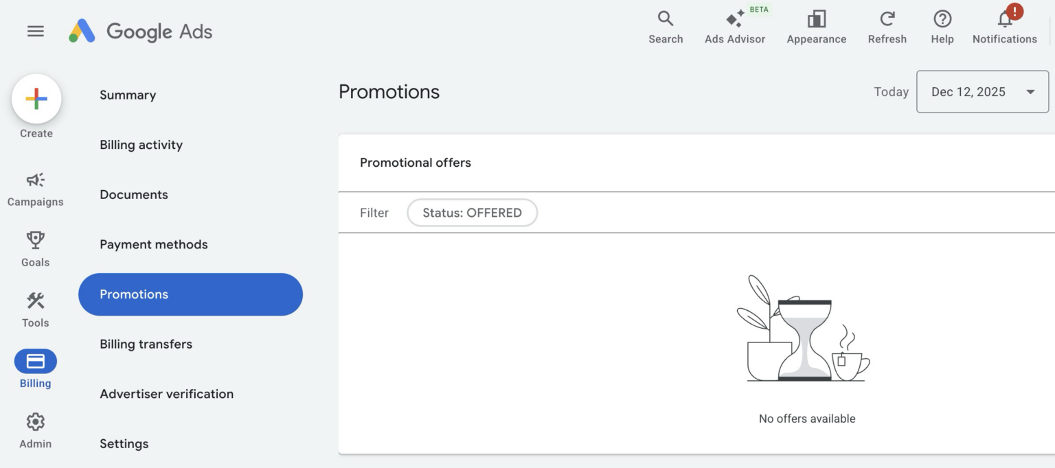 Google Ads Promotional Offers: Get 500$ for free?